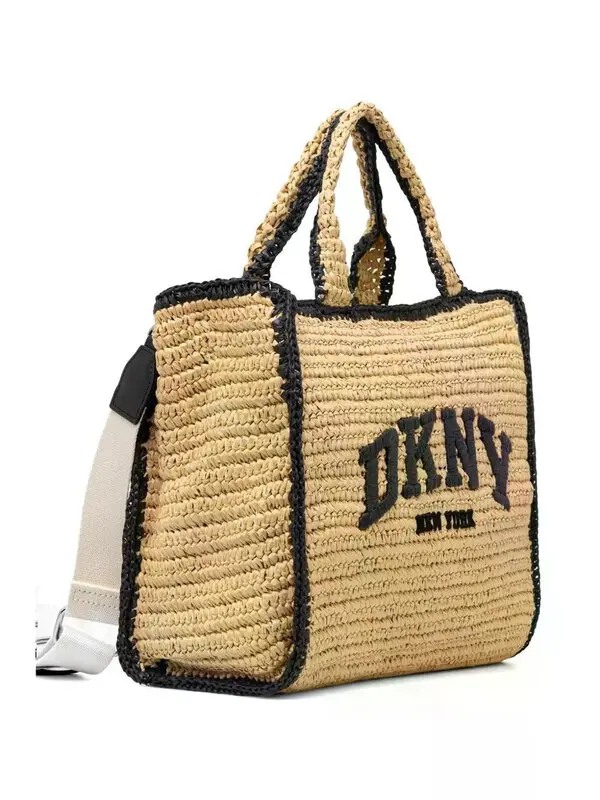 Dkny Logo Embroidered Woven Tote Bag