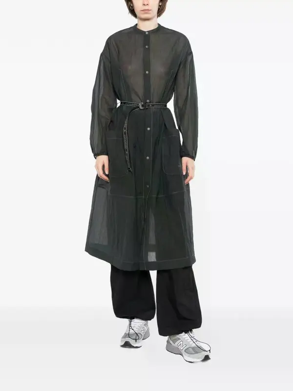 AND WANDER Sheer Ripstop Band Collar Shirt