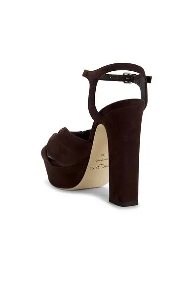 JIMMY CHOO Heloise Suede Platform Sandals - Chocolate