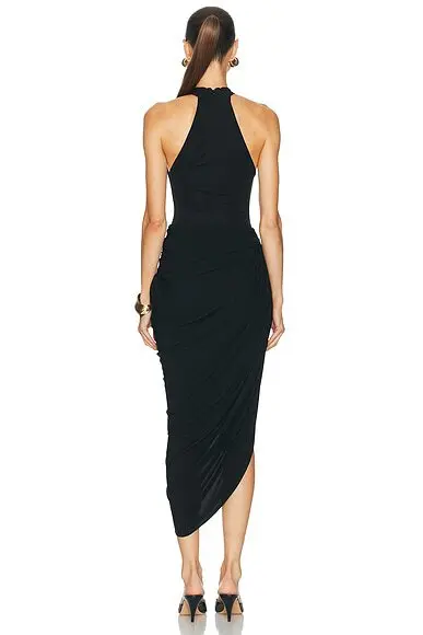 Cult Gaia Sutton Ruched Slit Dress With Gold Hardware