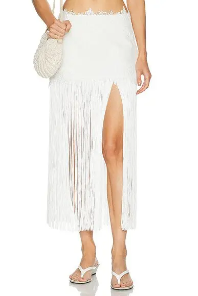 Retrofete Amaris Fringe Skirt - Ivory