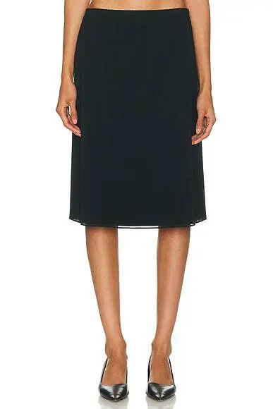 THE ROW Ivera Stretch Silk Chiffon Skirt - Black