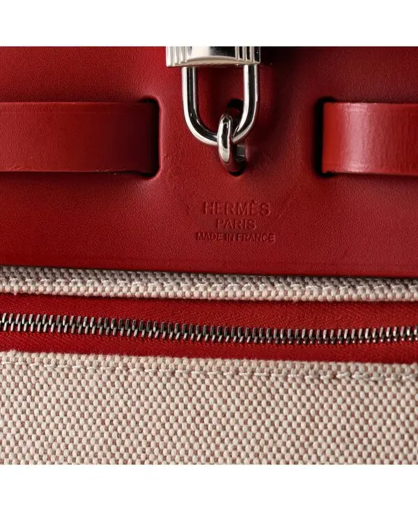 Hermès 31 Herbag Zip Berline Vache Canvas And Leather - Red