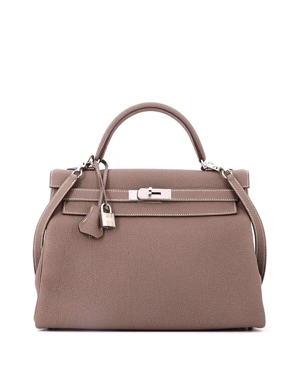 Hermès Kelly 32 Handbag Grey Togo With Palladium Hardware - Etoupe