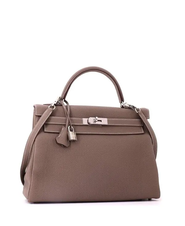Hermès Kelly 32 Handbag Grey Togo With Palladium Hardware - Etoupe