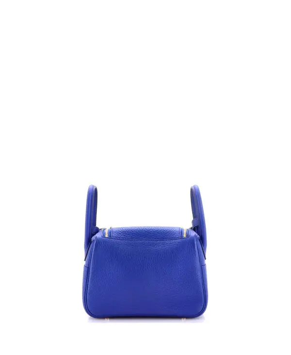 Hermès Mini Lindy Quadrille Bag Clemence With Canvas - Blue