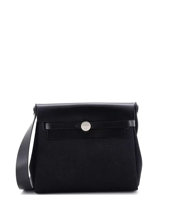 Hermès 20 Herbag Zip Toile And Leather - Black