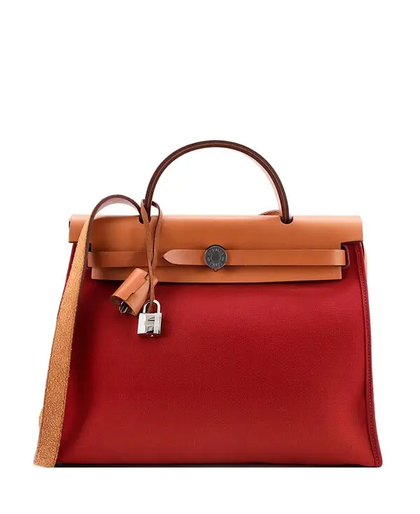 Hermès 31 Herbag Zip Leather And Toile - Red