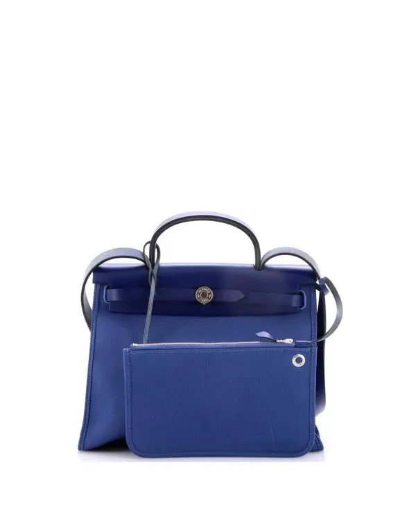 Hermès 31 Herbag Zip Leather And Toile - Blue