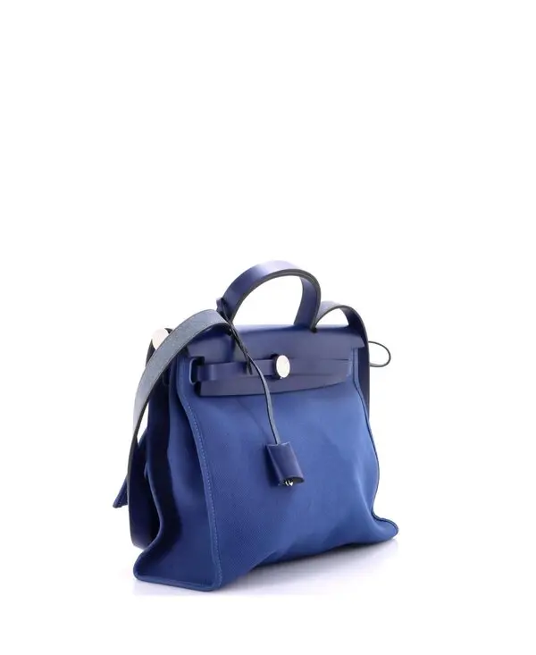 Hermès 31 Herbag Zip Leather And Toile - Blue