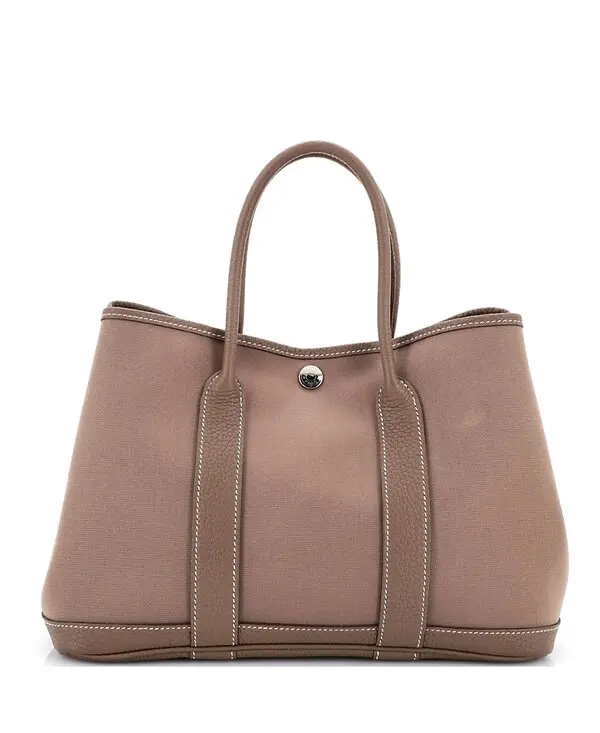 Hermès 30 Garden Party Tote Toile And Leather - Gray