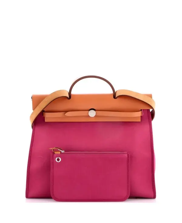 Hermès 39 Herbag Zip Leather And Toile - Pink