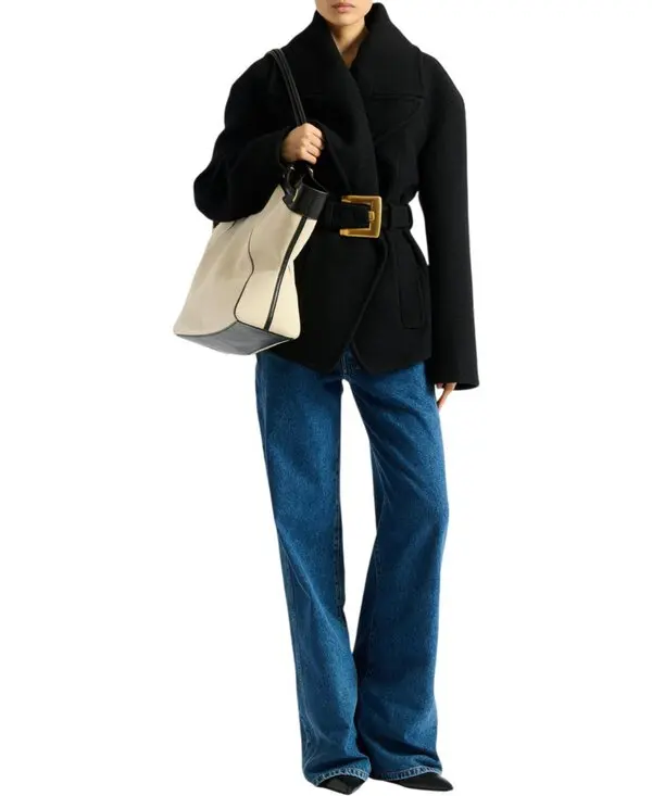 Balmain Belted Wool Pea Coat