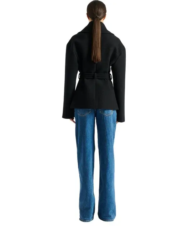 Balmain Belted Wool Pea Coat