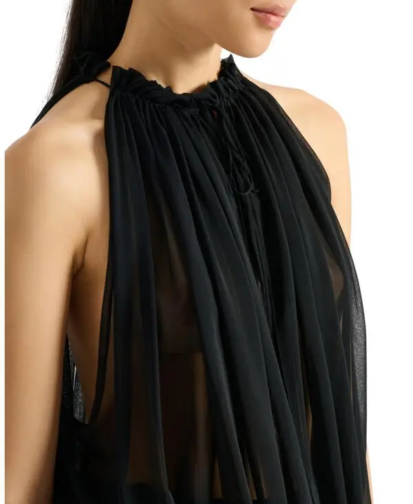 Balmain Sleeveless Gathered Halter Neck Top