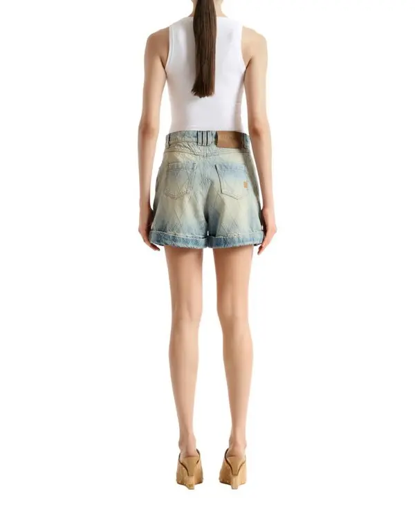 Balmain Topstitched Denim Shorts