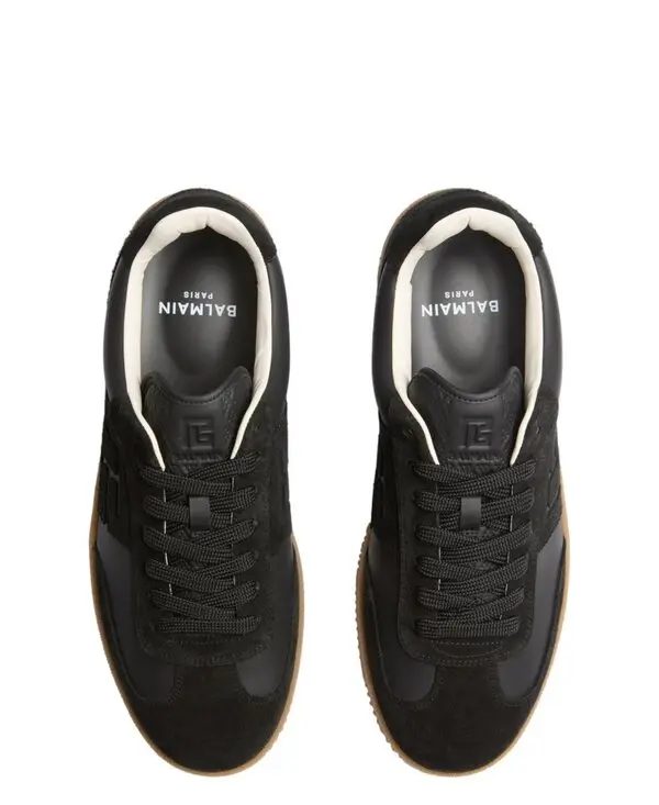 Balmain Swan Suede And Smooth Leather Trainers - Black