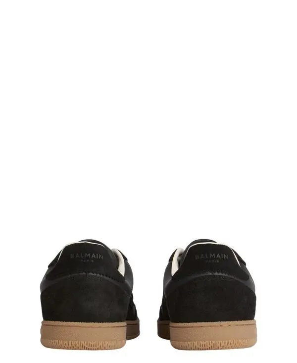 Balmain Swan Suede And Smooth Leather Trainers - Black