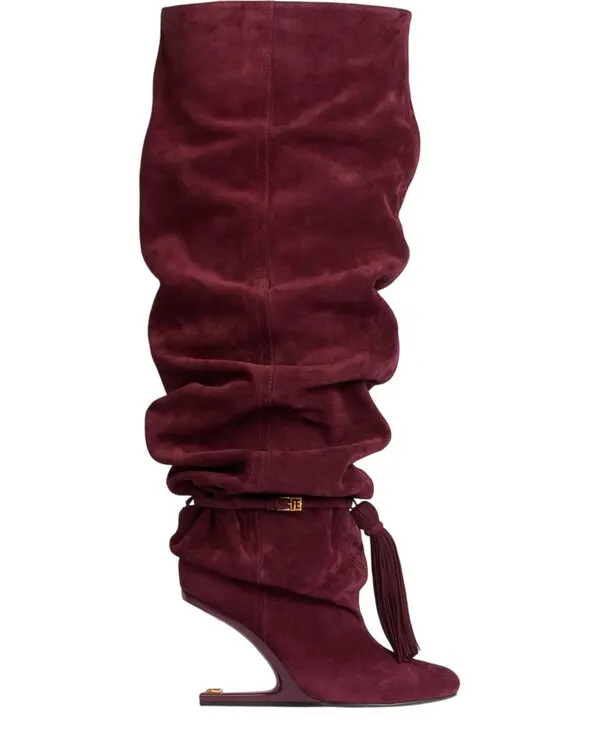 Balmain Suede Thigh-high Boots With Tassel Detail