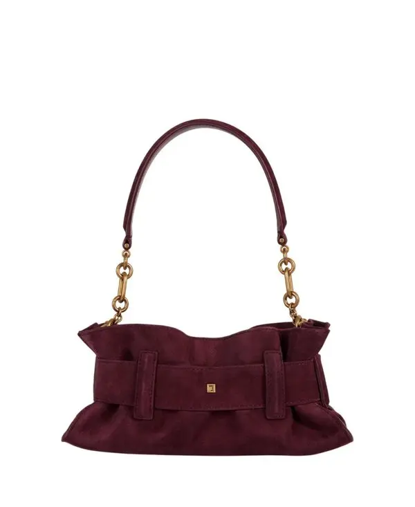 Balmain Anthem Mini Suede Leather Bag - Red