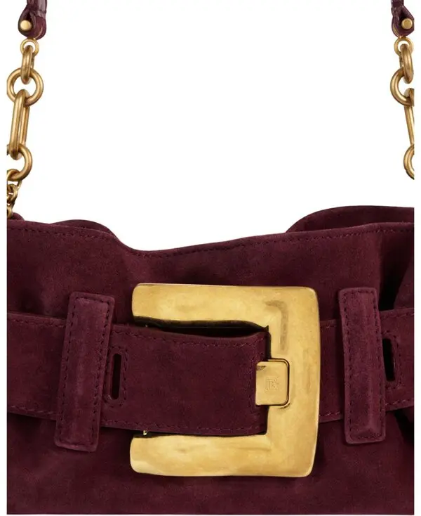 Balmain Anthem Mini Suede Leather Bag - Red