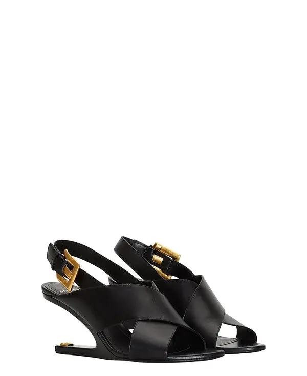 Balmain Anthem Smooth Leather Sandals - Black