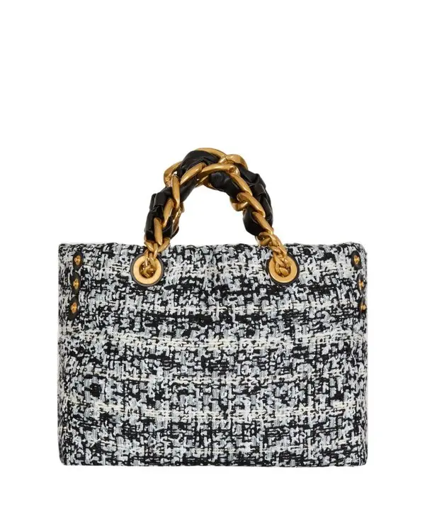 Balmain 1945 Soft Tweed Tote Bag - Black