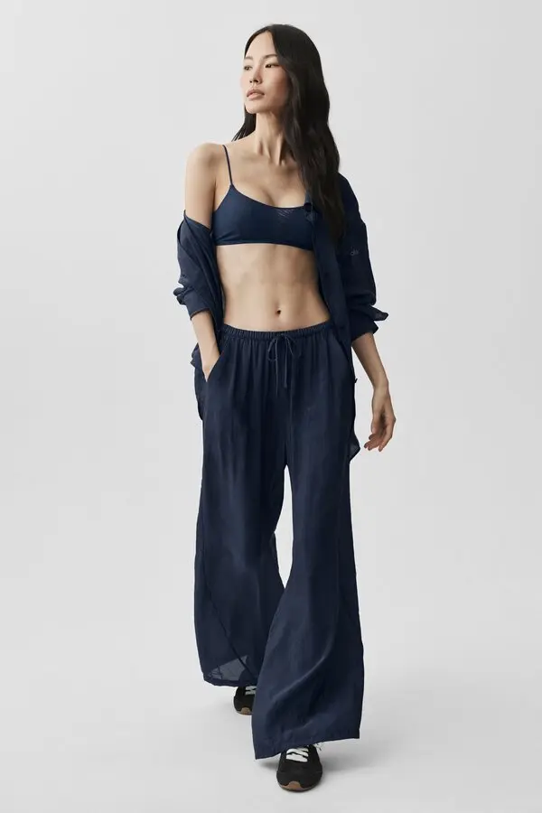 Alo Yoga Semi-sheer Golden Hour High-waist Straight Leg Pants - Navy
