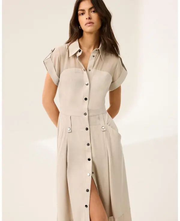 Mint Velvet Utility Midi Dress With Sheer Panelling
