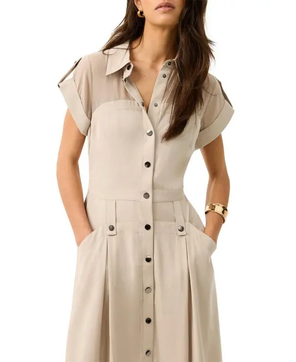 Mint Velvet Utility Midi Dress With Sheer Panelling