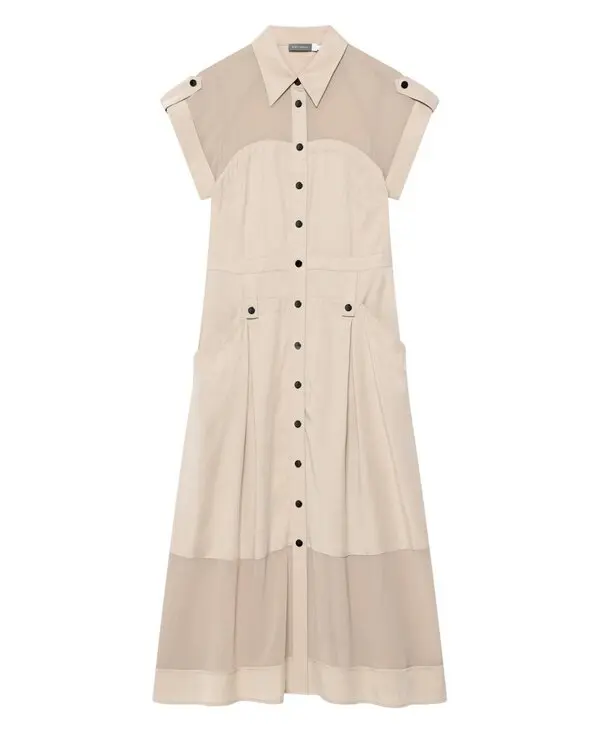 Mint Velvet Utility Midi Dress With Sheer Panelling