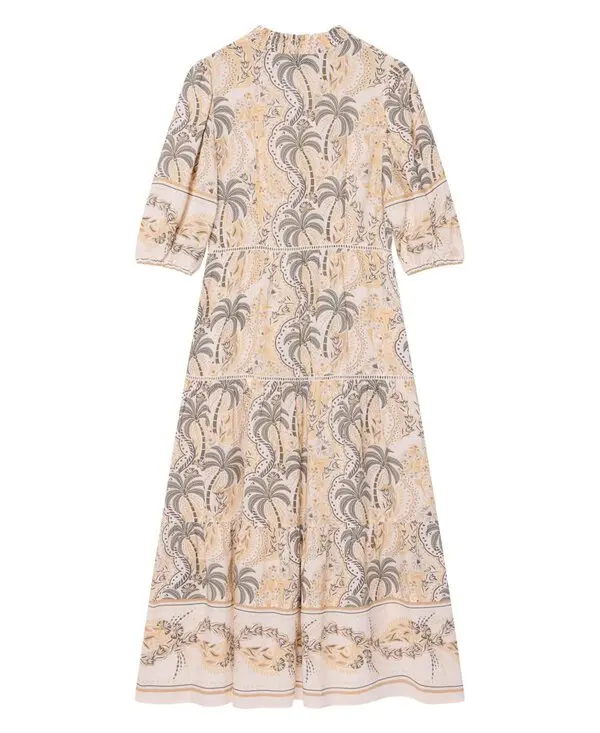 Mint Velvet Palm Print Maxi Dress With Ruffle Trim V-neckline