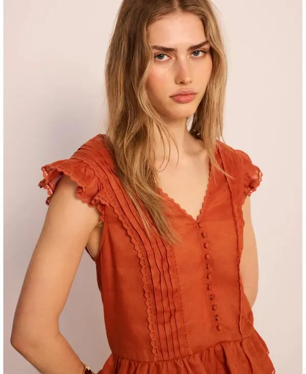 Mint Velvet Ramie Ruffle Detail Blouse