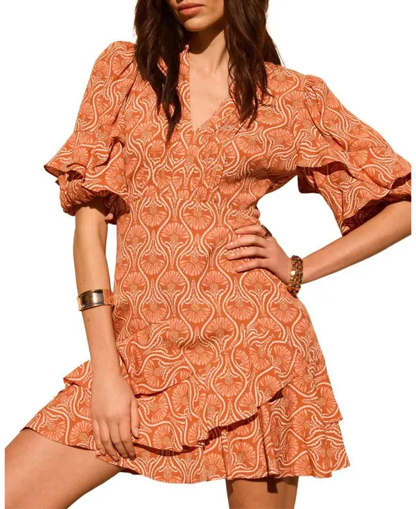 Mint Velvet Printed Ruffled Mini Dress