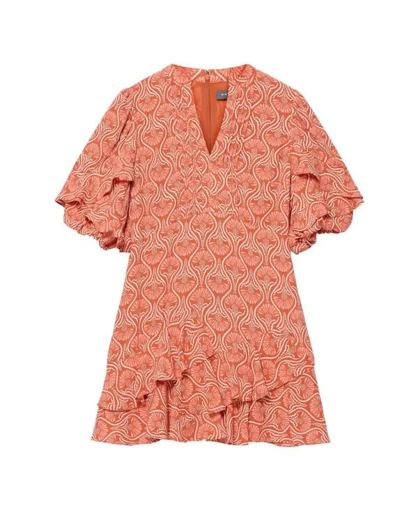 Mint Velvet Printed Ruffled Mini Dress