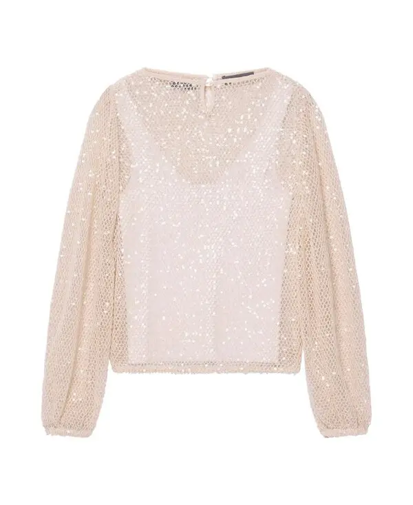 Mint Velvet Sequin Embellished Layered Balloon Sleeve Top