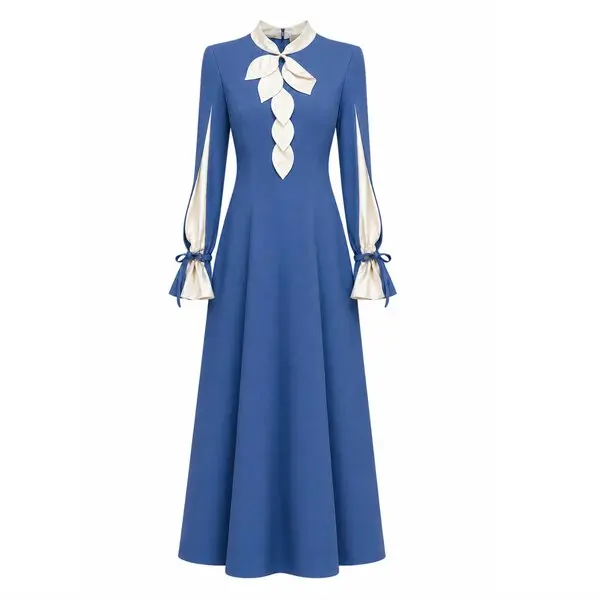 JULIA ALLERT Bow Neckline Ankle-length Dress - Blue