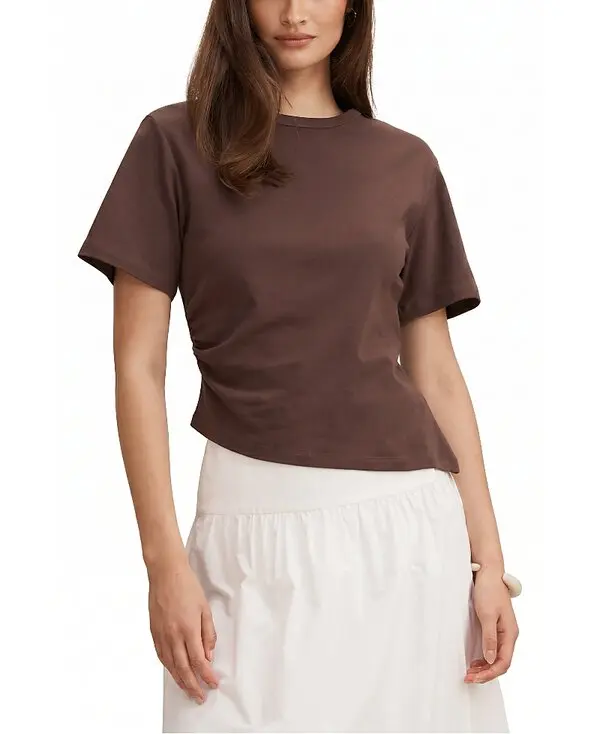 EVER NEW Boxy Crewneck T-shirt - Bark