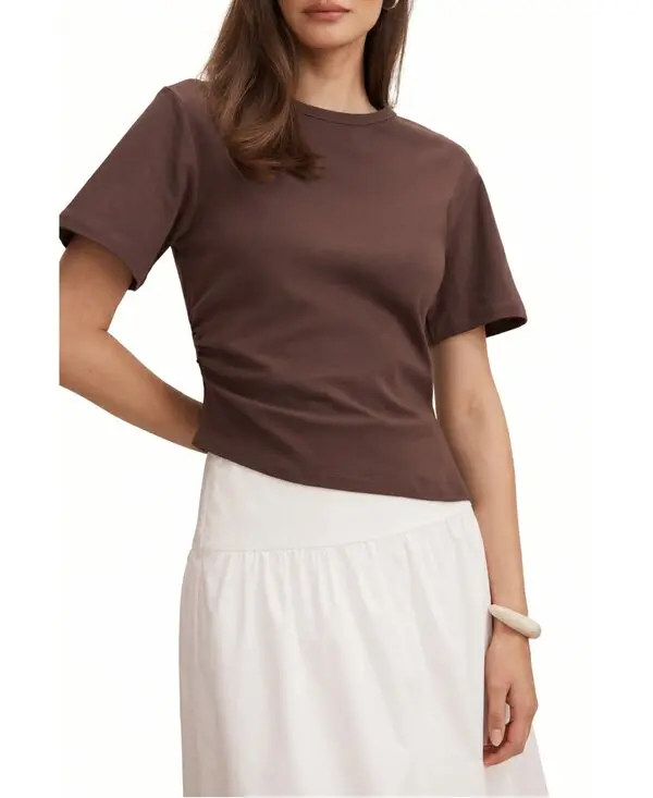 EVER NEW Boxy Crewneck T-shirt - Bark