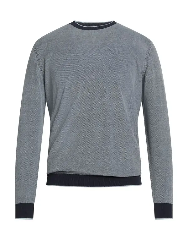 FILIPPO DE LAURENTIIS Midnight Cotton Jacquard Knit Crewneck Sweater