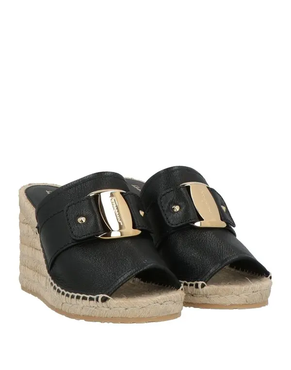 FERRAGAMO Kamora Leather Espadrille Wedge Sandals