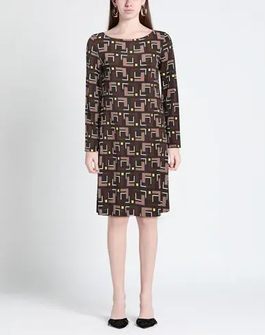 Malìparmi Multicolor Geometric Print Crewneck Long Sleeve Mini Dress