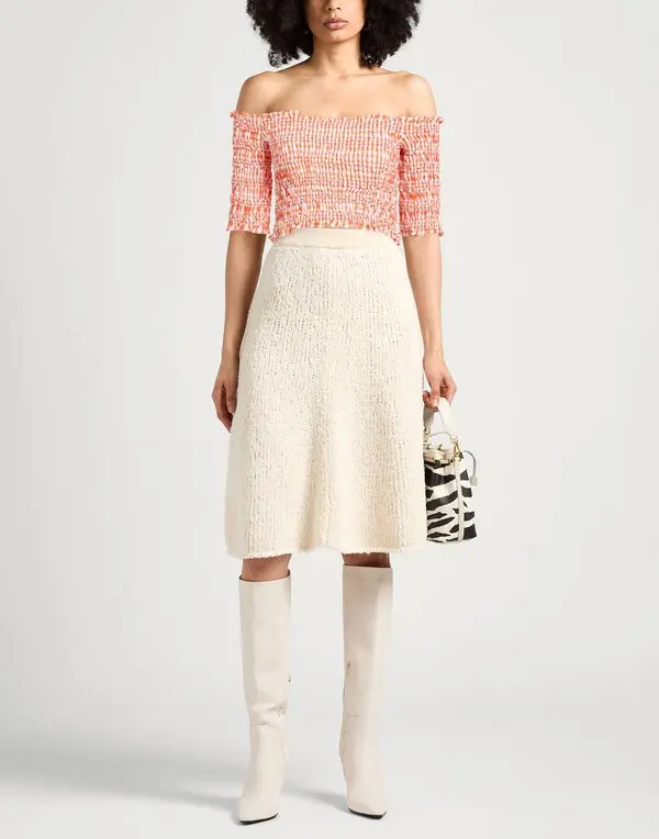 Kenzo Checked Shirred Off-the-shoulder Cropped Top