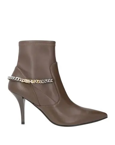 Pinko Leather Ankle Boots With Chain Detailing - Brown