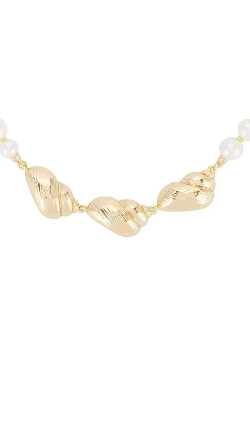 SELF-PORTRAIT Shell And Pearl Necklace In Metallic