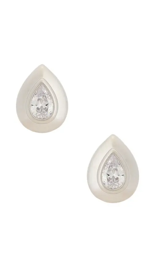Shashi Carson Stud Earrings In Metallic - Silver