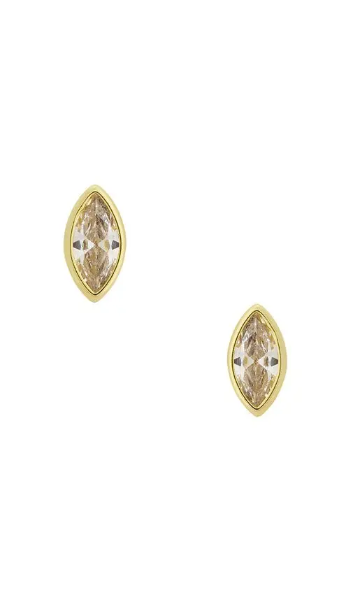 Shashi Marquise Bezel Stud In Metallic - Gold