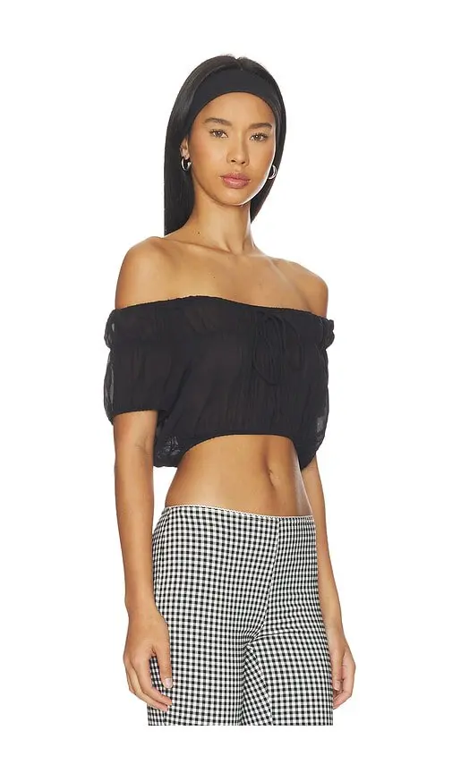 Frankies Bikinis Paulina Chiffon Off-the-shoulder Blouse