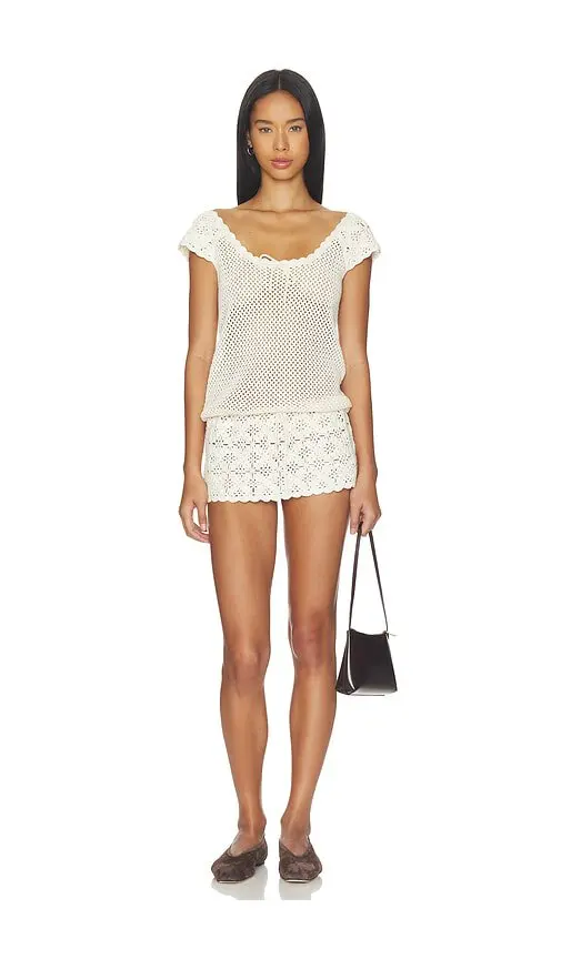 Frankies Bikinis Moss Crochet Mini Dress - Sand Dollar