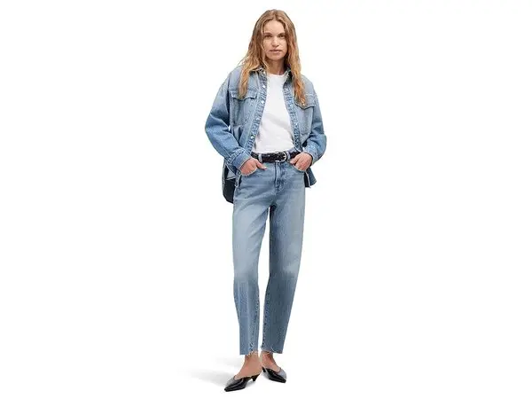 Madewell Perfect Vintage Wide Light Crop In Hallstead Wash Jeans Hallstead Wash - Blue